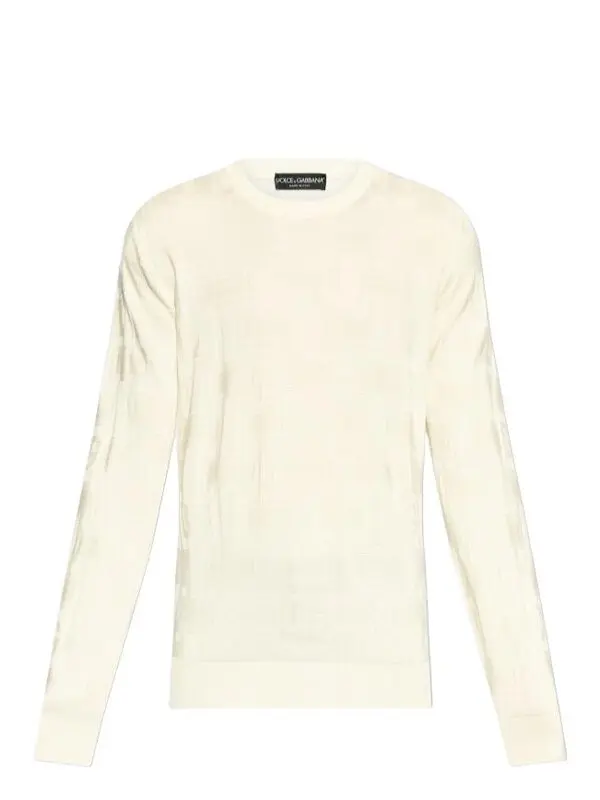 Dolce & Gabbana Monogram Jacquard Crewneck Knitted Jumper - White
