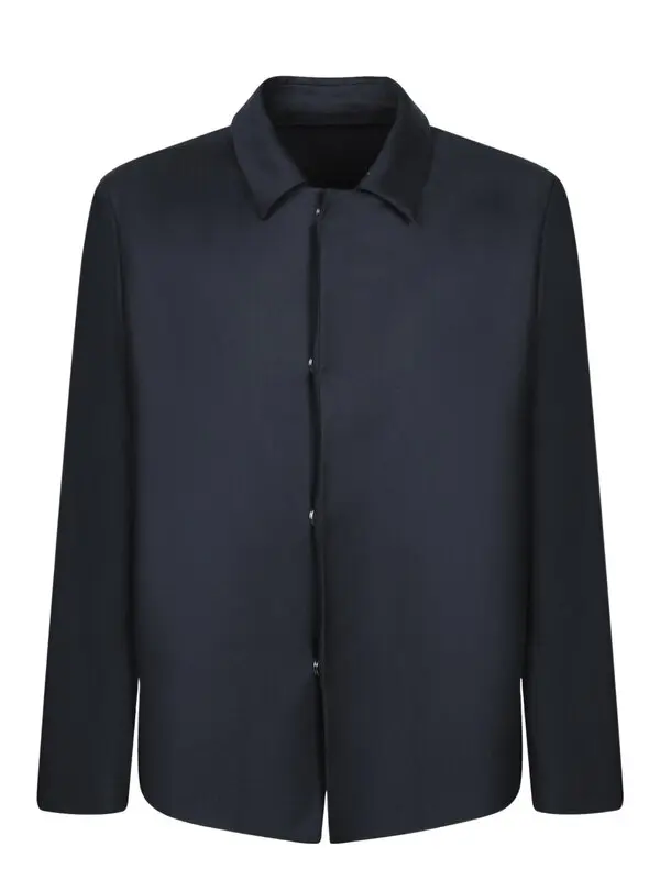 COSTUMEIN Long Sleeve Button Closure Overshirt Jacket - Blue