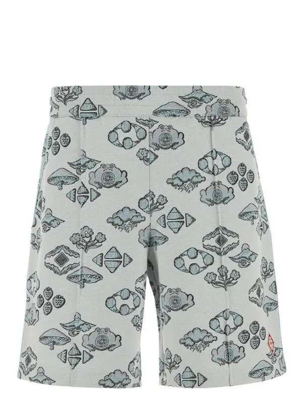 Casablanca Pleated Stretch Jacquard Bermuda Shorts - Gray