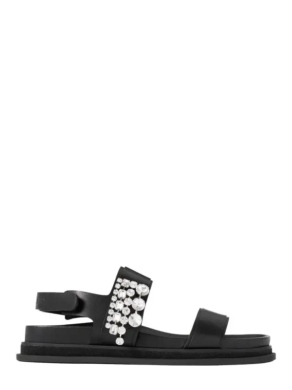 JIMMY CHOO Verity Embellished Leather Sandals - Black