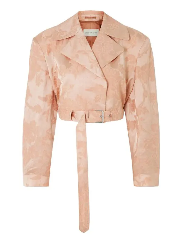 Dries Van Noten Floral Jacquard Belted Jacket - Nude