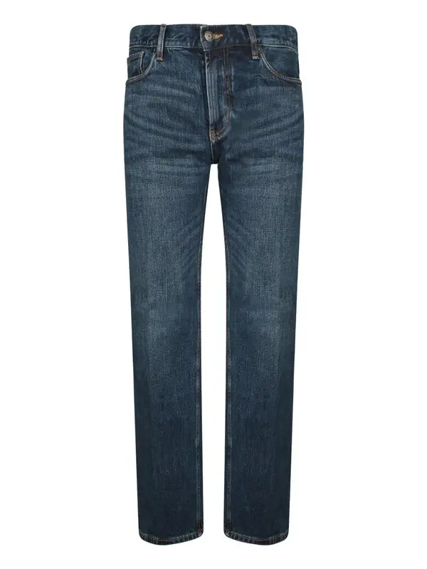Emporio Armani Straight-leg Jeans With Logo Patch - Blue
