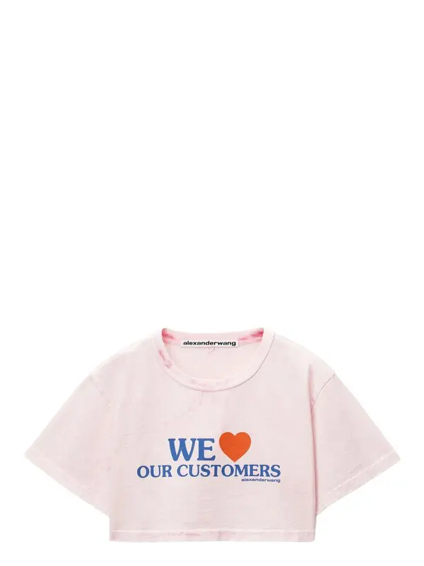 Alexander Wang Cropped T-shirt With "we Love Our Customers" Print - Pink