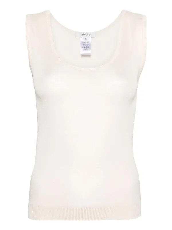 LEMAIRE Semi-sheer Ribbed Knit Tank Top - Light Beige