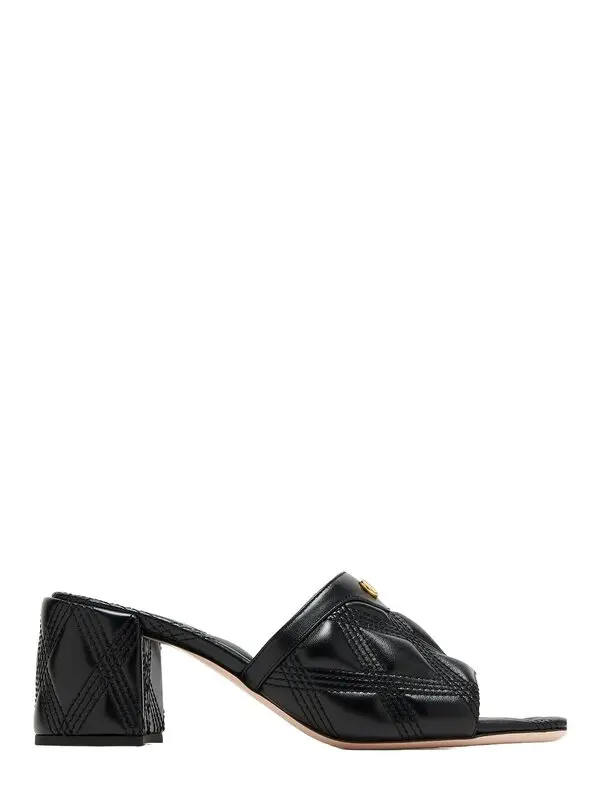 Valentino Garavani Vlogo Signature Quilted Block Heel Mules - Black