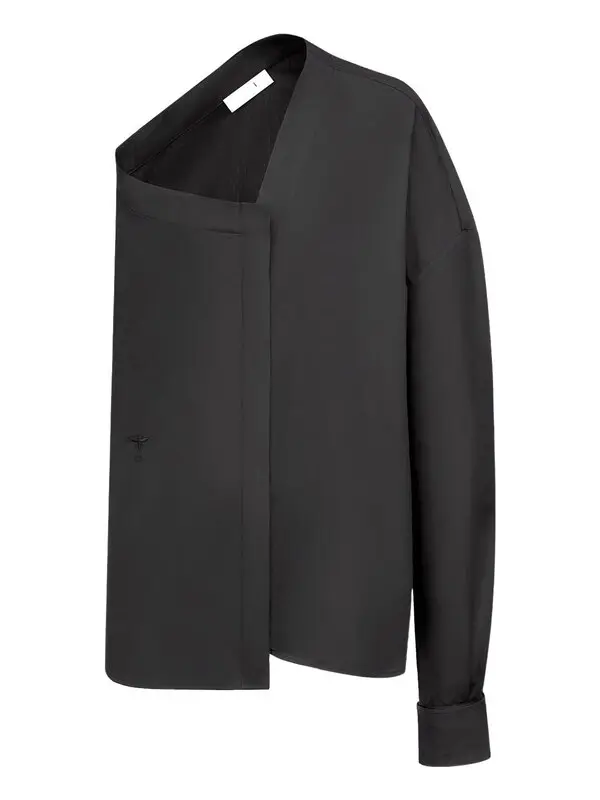 Dior Asymmetrical Embroidered Shirt - Black