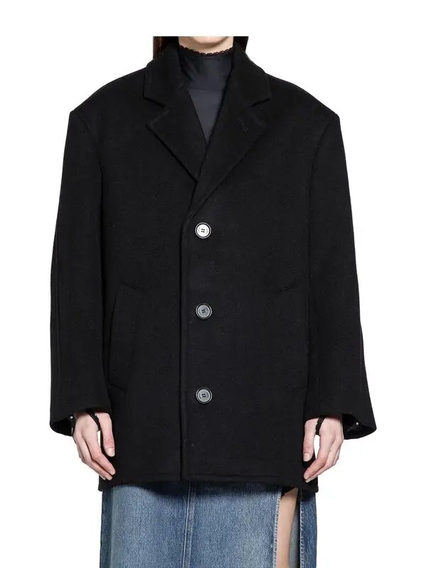 Coperni Collarless Long-sleeve Coat - Black