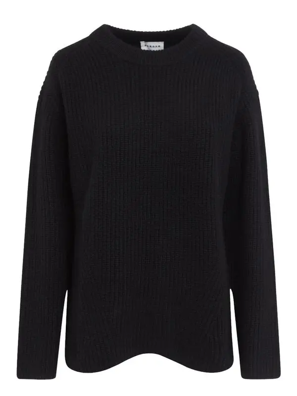 P.a.r.o.s.h Long-sleeved Ribbed Round Neck Sweater - Black