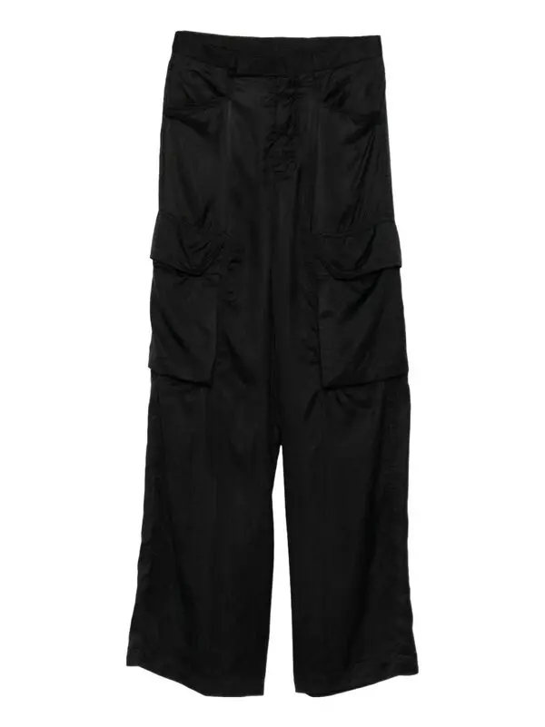 Rick Owens Wide Leg Cargo Pockets Trousers - Black