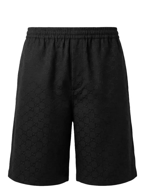 Gucci Gg Canvas Linen Blend Shorts - Black