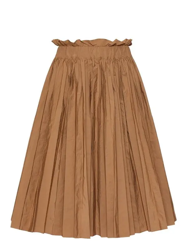 Red Valentino Pleated Skirt With Ruffle Detail - Brown