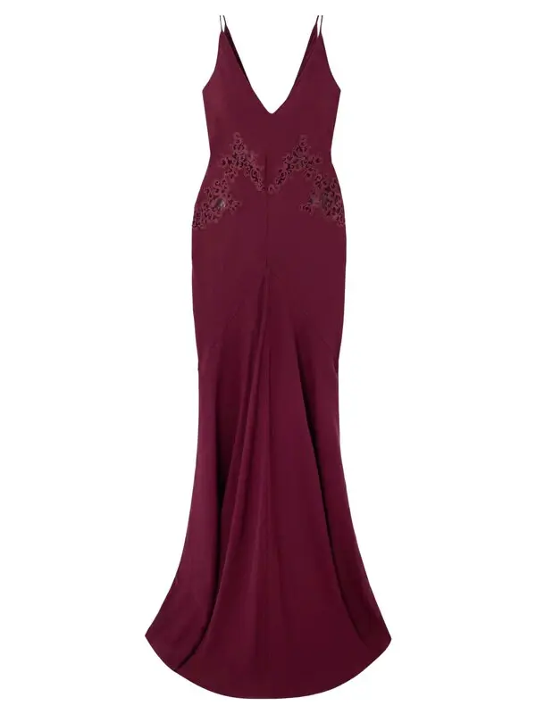 Gabriela Hearst Lace Insert Suspender Maxi Dress - Red