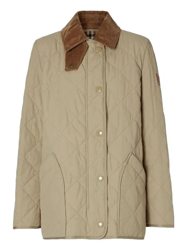 Burberry Diamond Quilted Jacket With Corduroy Collar - Honey-colored