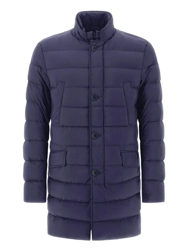 Herno Single-breasted Quilted Coat - New Blue
