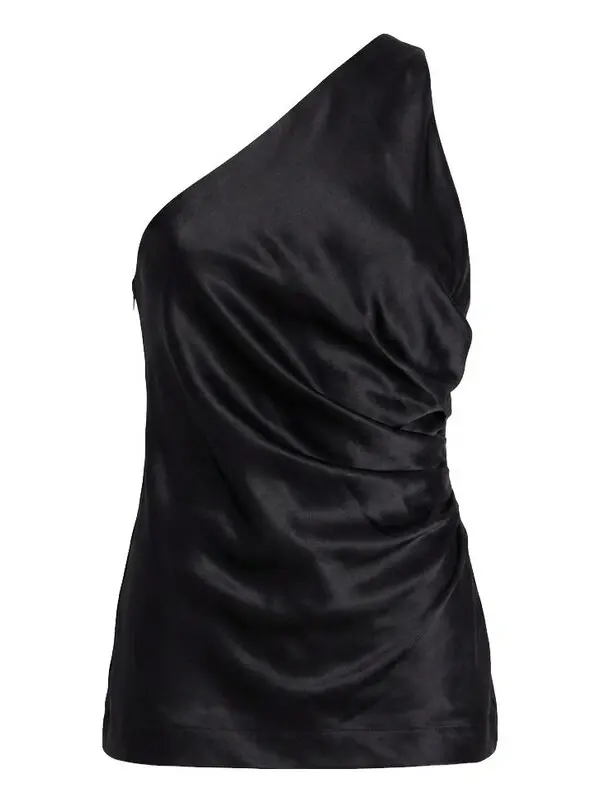 Tove One-shoulder Vest With Draping - Black
