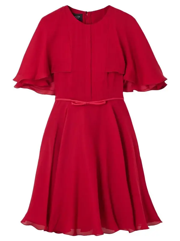 Giambattista Valli Cape-sleeve Bow-detail Mini Dress - Red