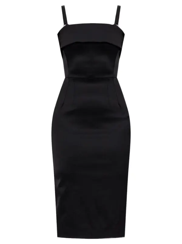 Dolce & Gabbana Strappy Satin Midi Dress - Black