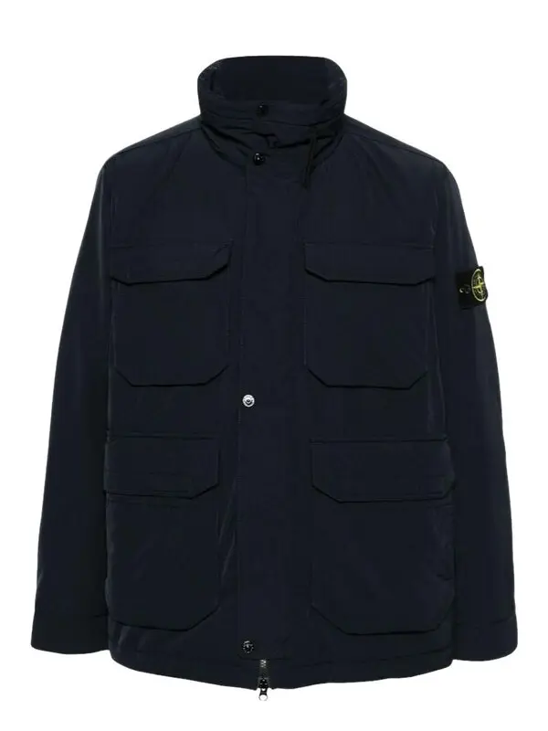 Stone Island Compass Badge Funnel Neck Puffer Jacket - Blue