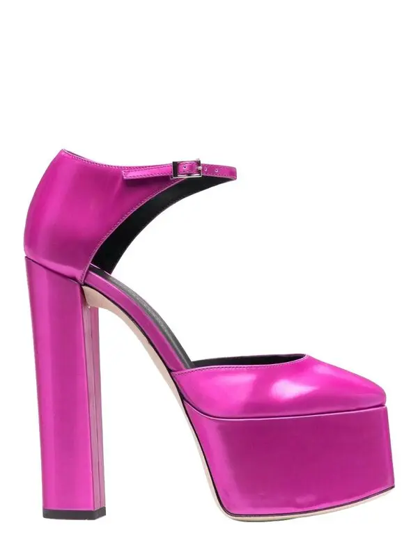 GIUSEPPE ZANOTTI High Platform Square Toe Heels With Buckle Ankle Strap - Pink
