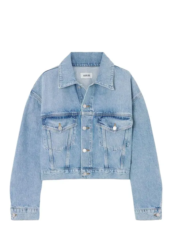 AGOLDE Button Cropped Denim Jacket - Blue