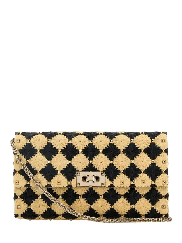 Valentino Garavani Rockstud Foldover Top Clutch Bag - Nude