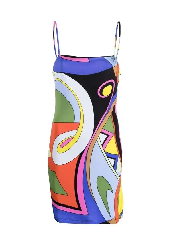 Moschino Graphic-print Mini Dress With Side Slit - Multicolor