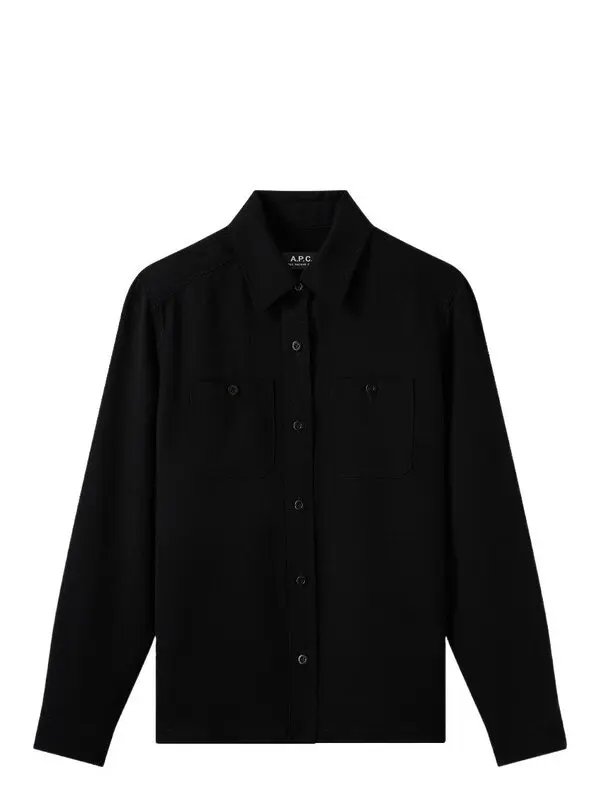 A.p.c. Long Sleeve Buttoned Shirt With Logo - Black