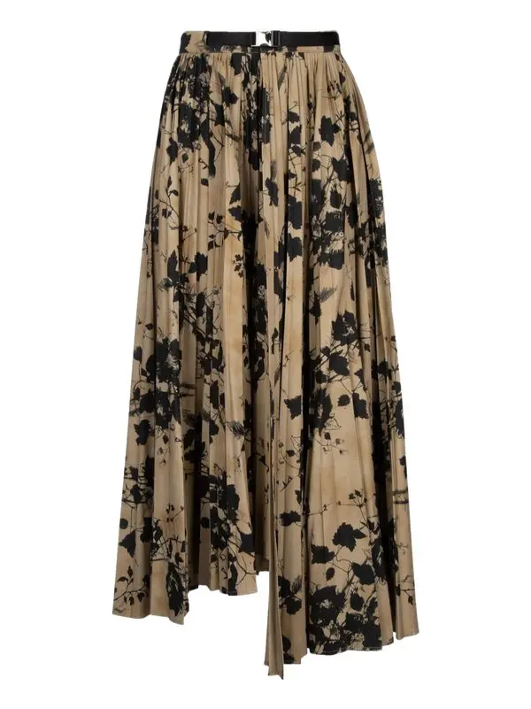 Dior Pleated Floral Print Maxi Skirt - Black