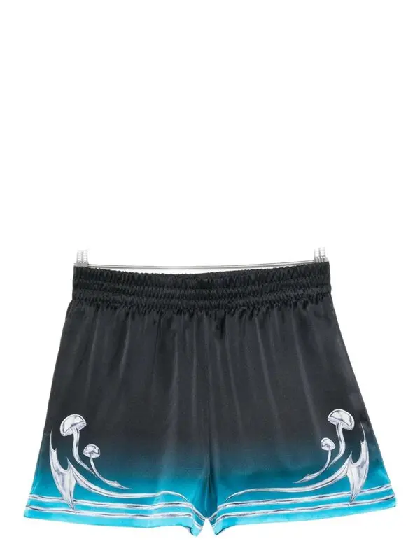 Casablanca Graphic Print Elastic Waist Shorts - Multi-color