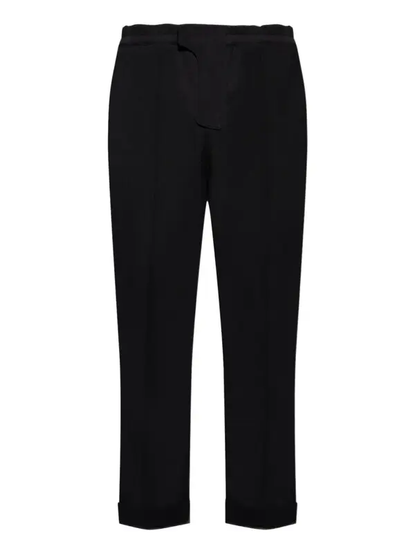 Balmain Straight-leg Cropped Trousers With Gold Button Detail - Black