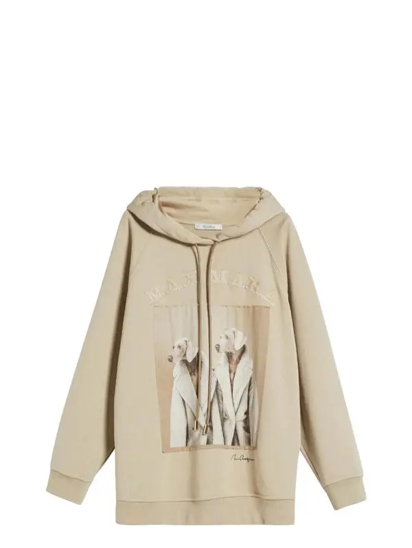 Max Mara Pattern Letters Embroidered Hooded Hoodie - Tawny
