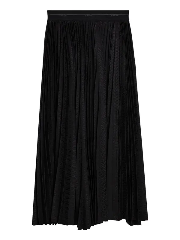 Helmut Lang Pleated Jacquard A-line Skirt - Black/black