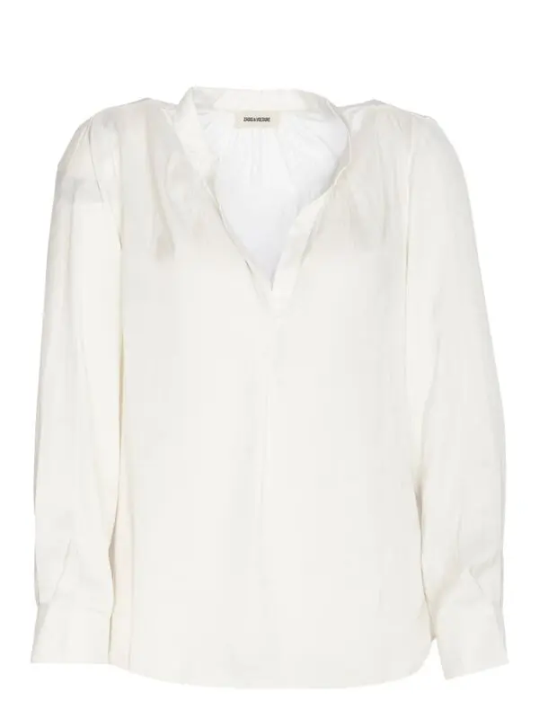 Zadig&Voltaire V-neck Long-sleeved Shirt With Clasp Cuffs - White