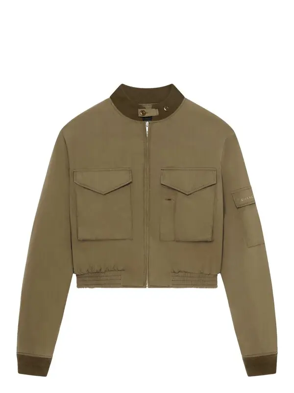 Givenchy Logo Embroidered Bomber Jacket - Olive Green
