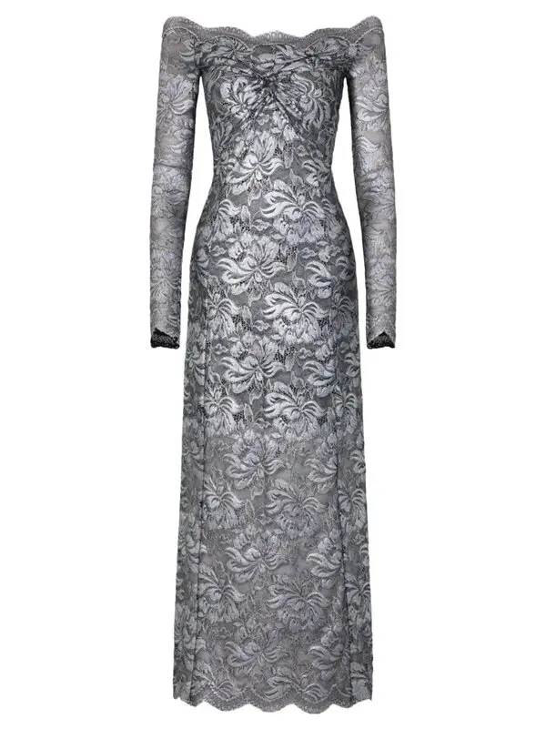 Rabanne Off-the-shoulder Floral Maxi Dress - Black/silver