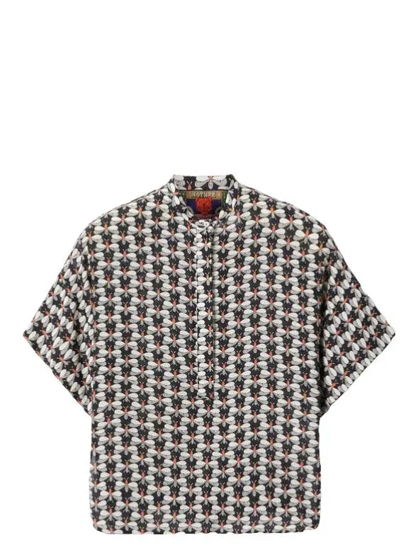La DoubleJ Estelle Printed Short Sleeve Blouse - Gray
