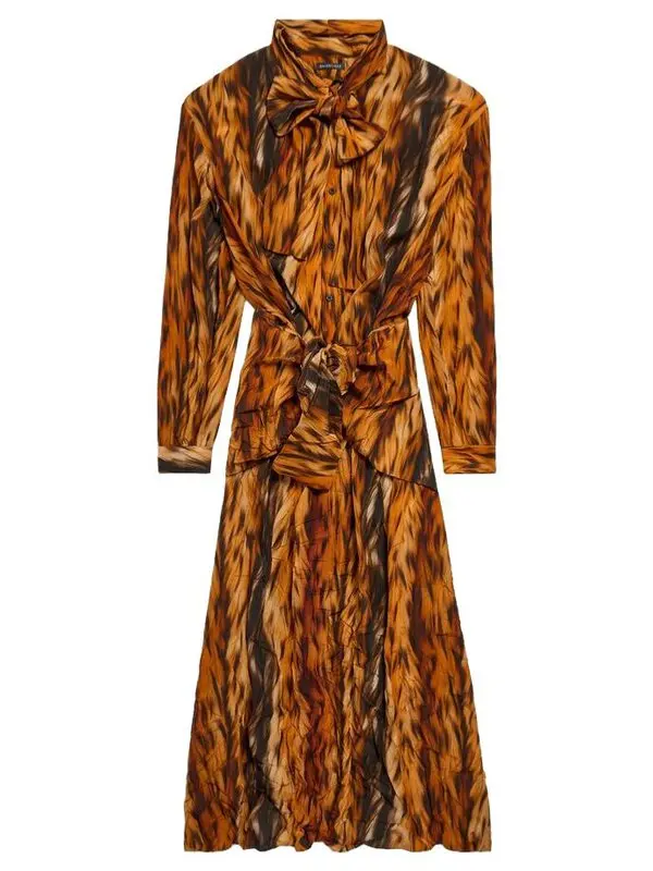 Balenciaga Knotted Long Sleeve Dress - Brown