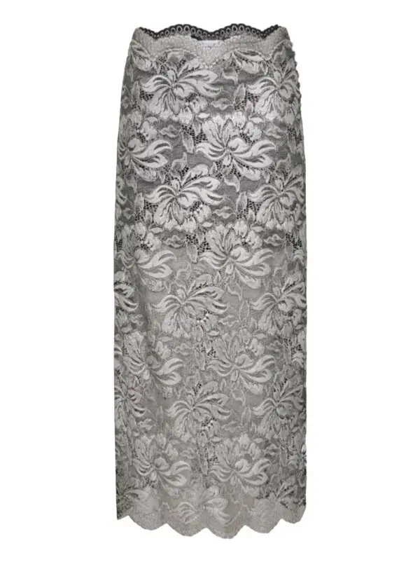 Rabanne Lace Midi Skirt - Sliver