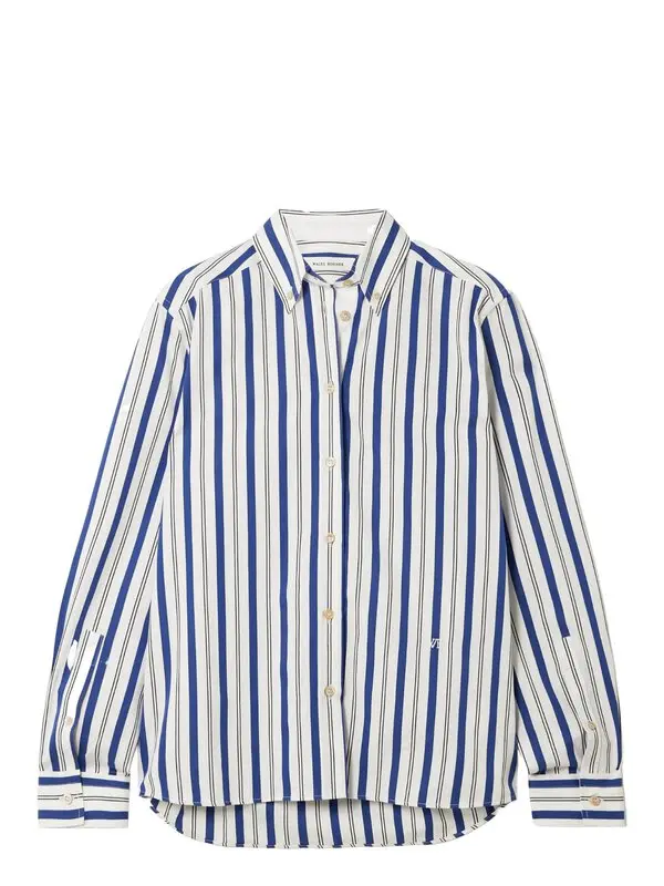 WALES BONNER Daylight Embroidered Striped Cotton Poplin Shirt - White