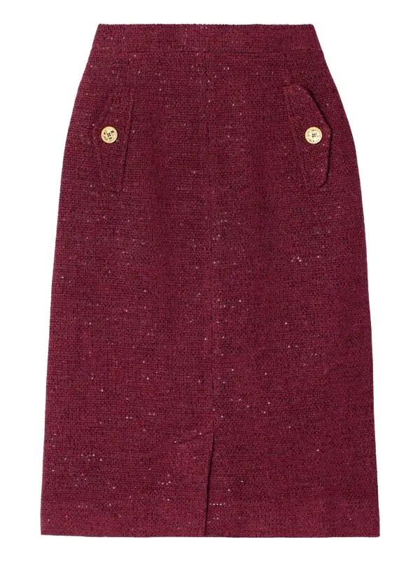 Alessandra Rich Sequin-embellished Tweed Skirt - Deep Fuchsia