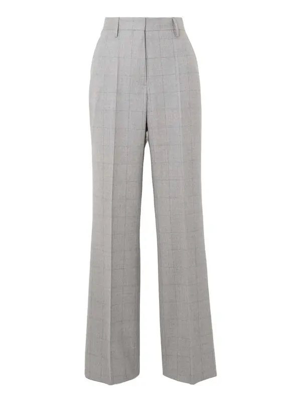 Dries Van Noten Belt-loop Checked Casual Pants - Grey