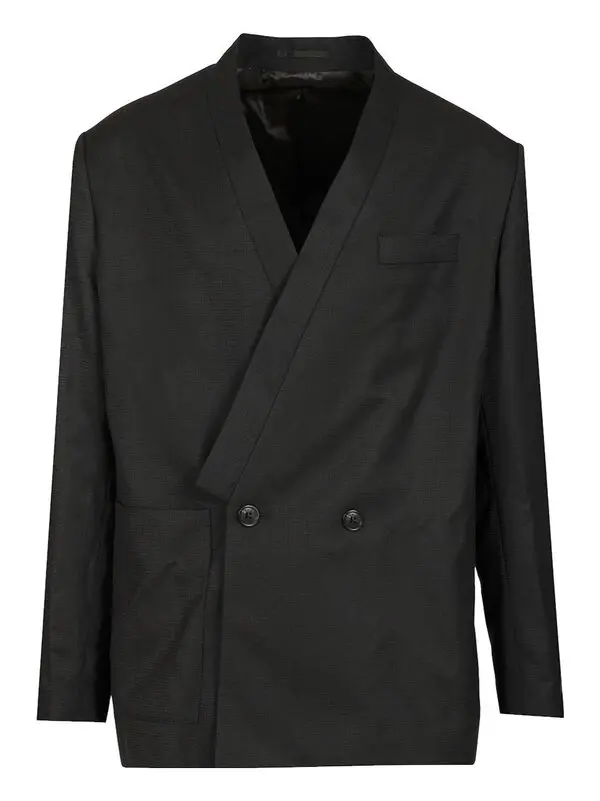 Kenzo Double-breasted Tailored Kimono Jacket - Black