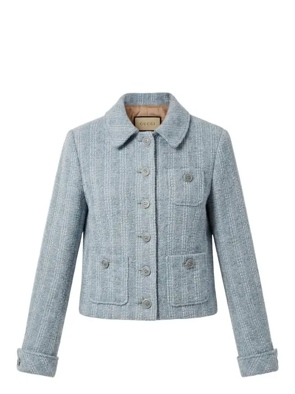 Gucci Tweed Button-up Blazer - Blue