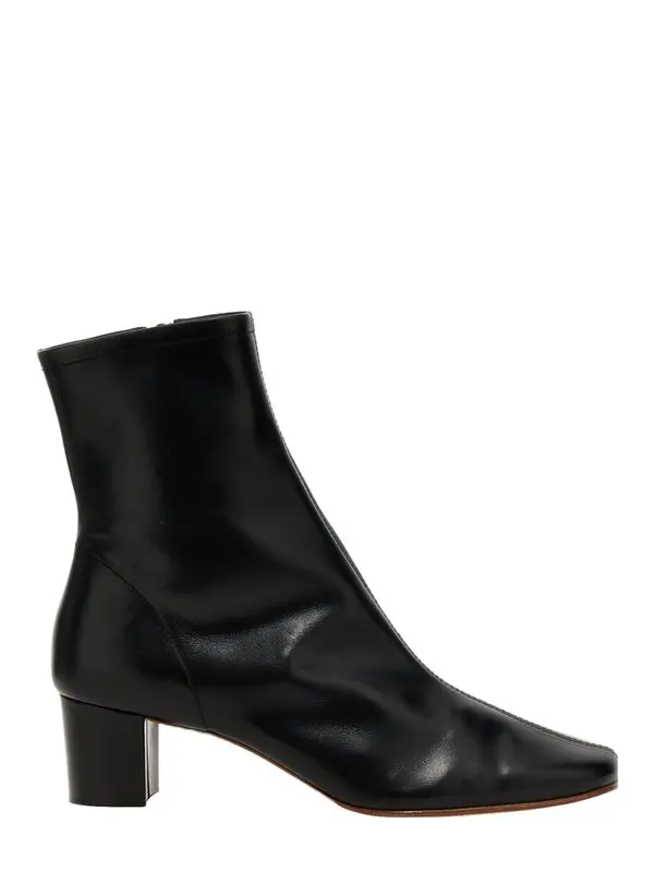 By Far Square Toe Block Heel Ankle Boots - Black