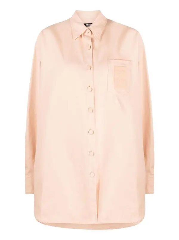 Raf Simons Oversized Logo Patch Denim Shirt - Nude