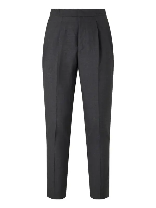 Officine Générale Drew Tapered Pleated Wool Trousers - Gray