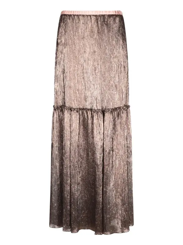 FORTE_FORTE Tiered Metallic Lamé Skirt - Nude