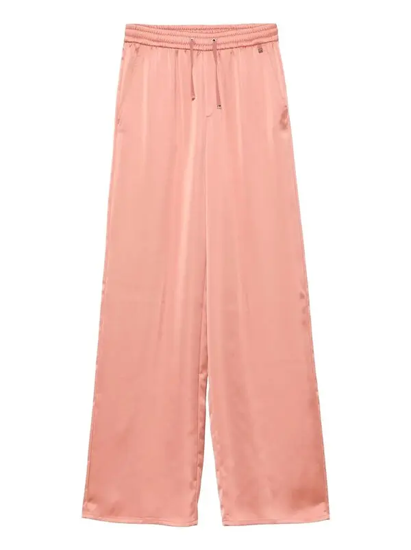 Herno Wide Leg Satin Trousers With Drawstring - Pink