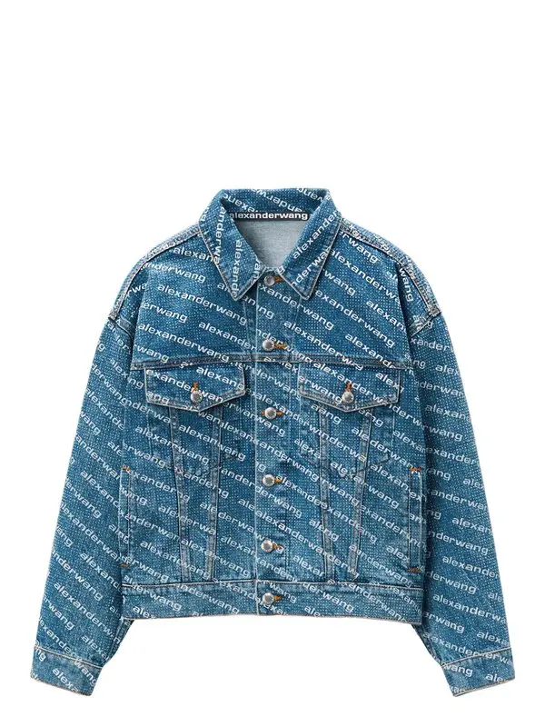 Alexander Wang Embellished Logo Denim Jacket - Blue