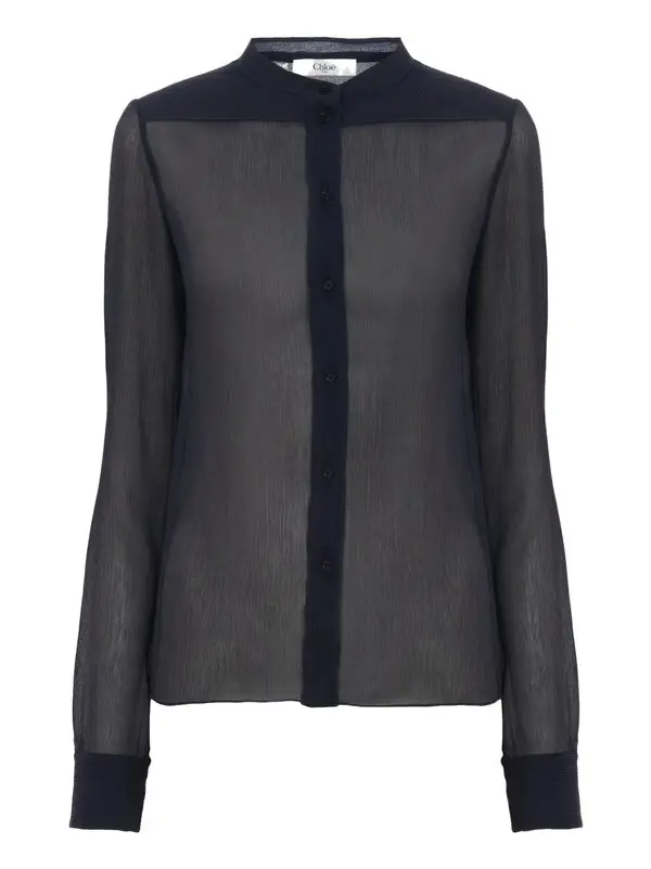 Chloé Sheer Button-up Blouse - Graphite Blue